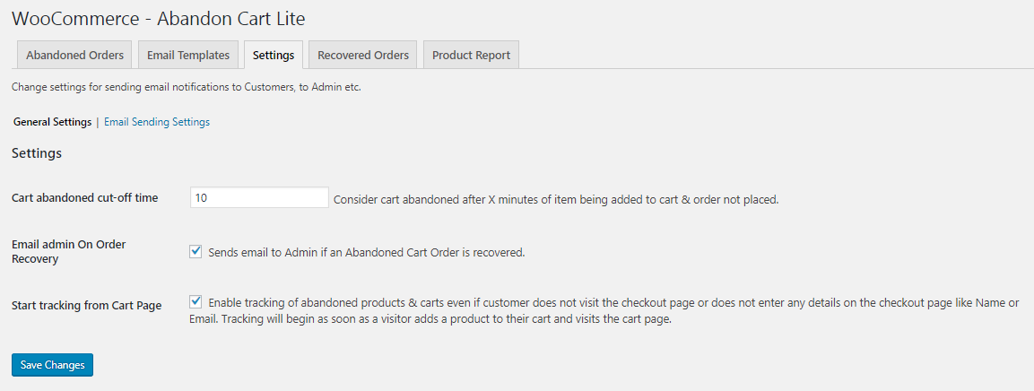 Explanation of default settings in Abandoned Cart Lite for WooCommerce plugin - Tyche Softwares