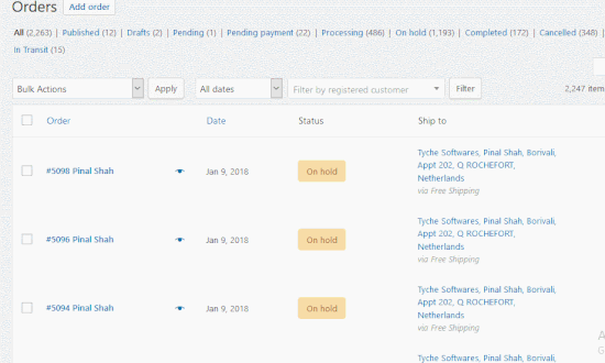 Custom Order Status for WooCommerce - Tyche Softwares